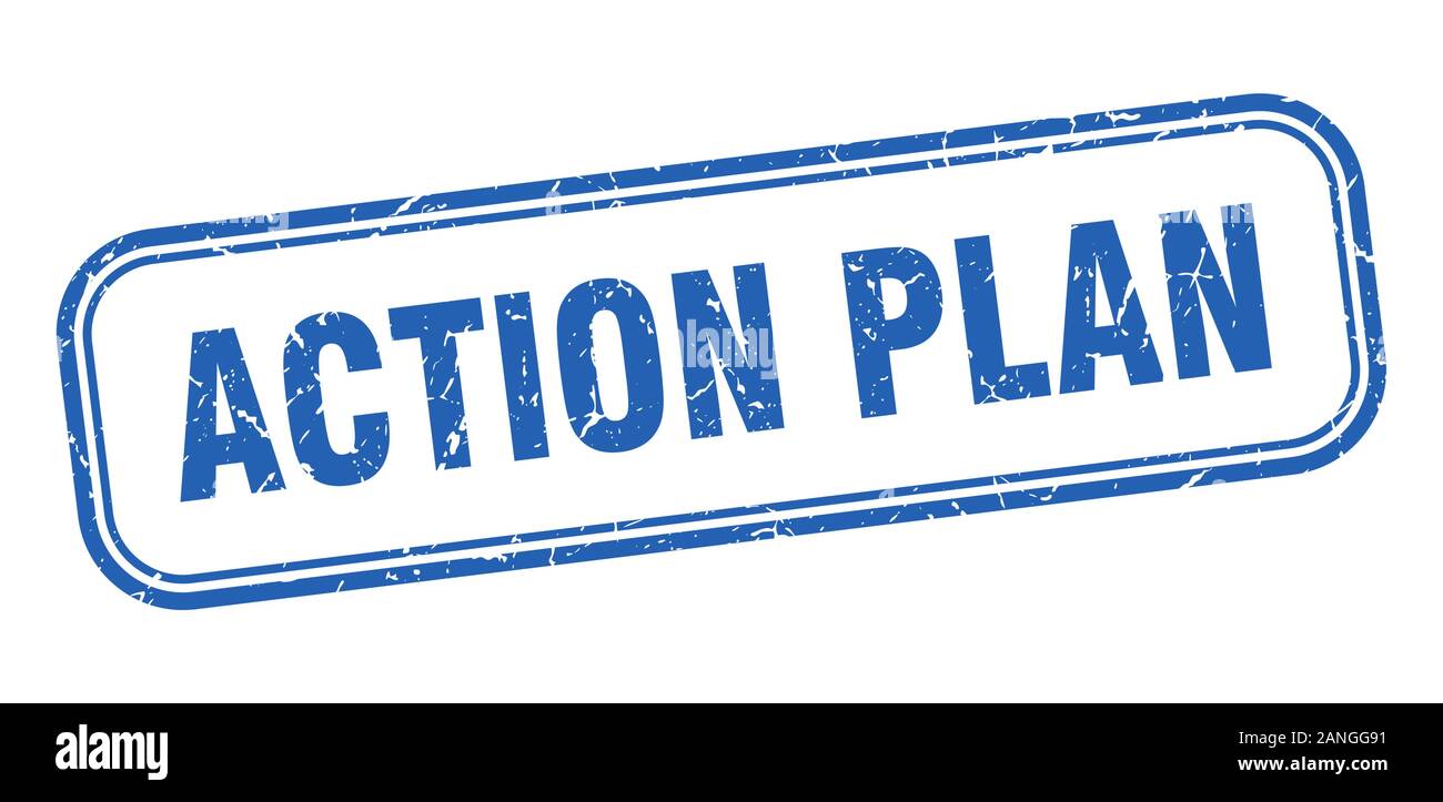 action plan stamp. action plan square grunge blue sign Stock Vector ...