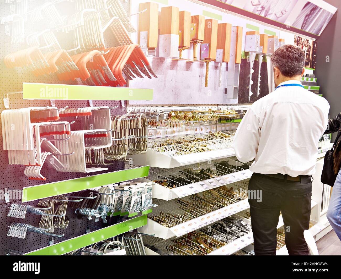 Fastening tools and parts in the store construction Stock Photo - Alamy