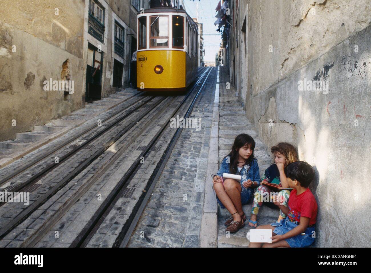 The Bica Funicular Elevador or Ascensor da Bica is a famous tourist ...
