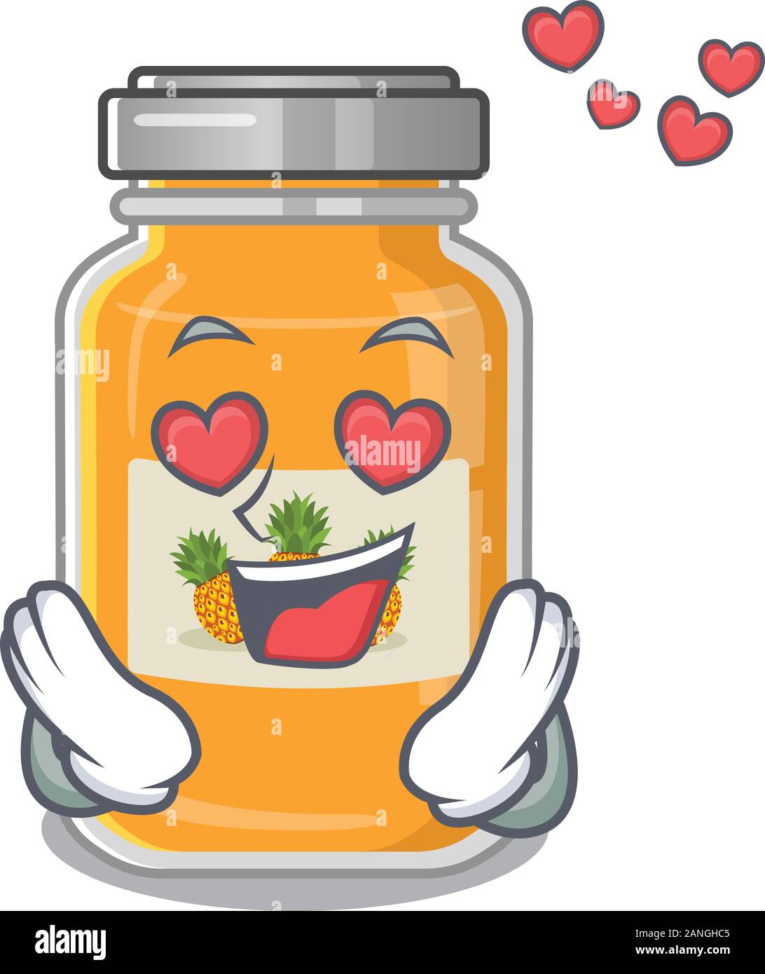 falling in love cute pineapple jam cartoon character design Stock ...