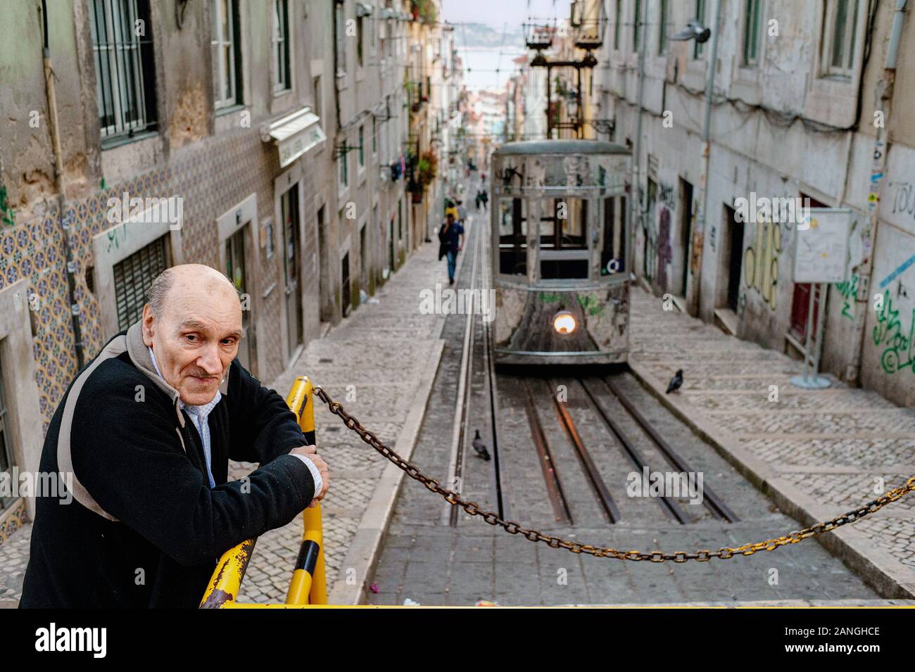 The Bica Funicular Elevador or Ascensor da Bica is a famous tourist ...