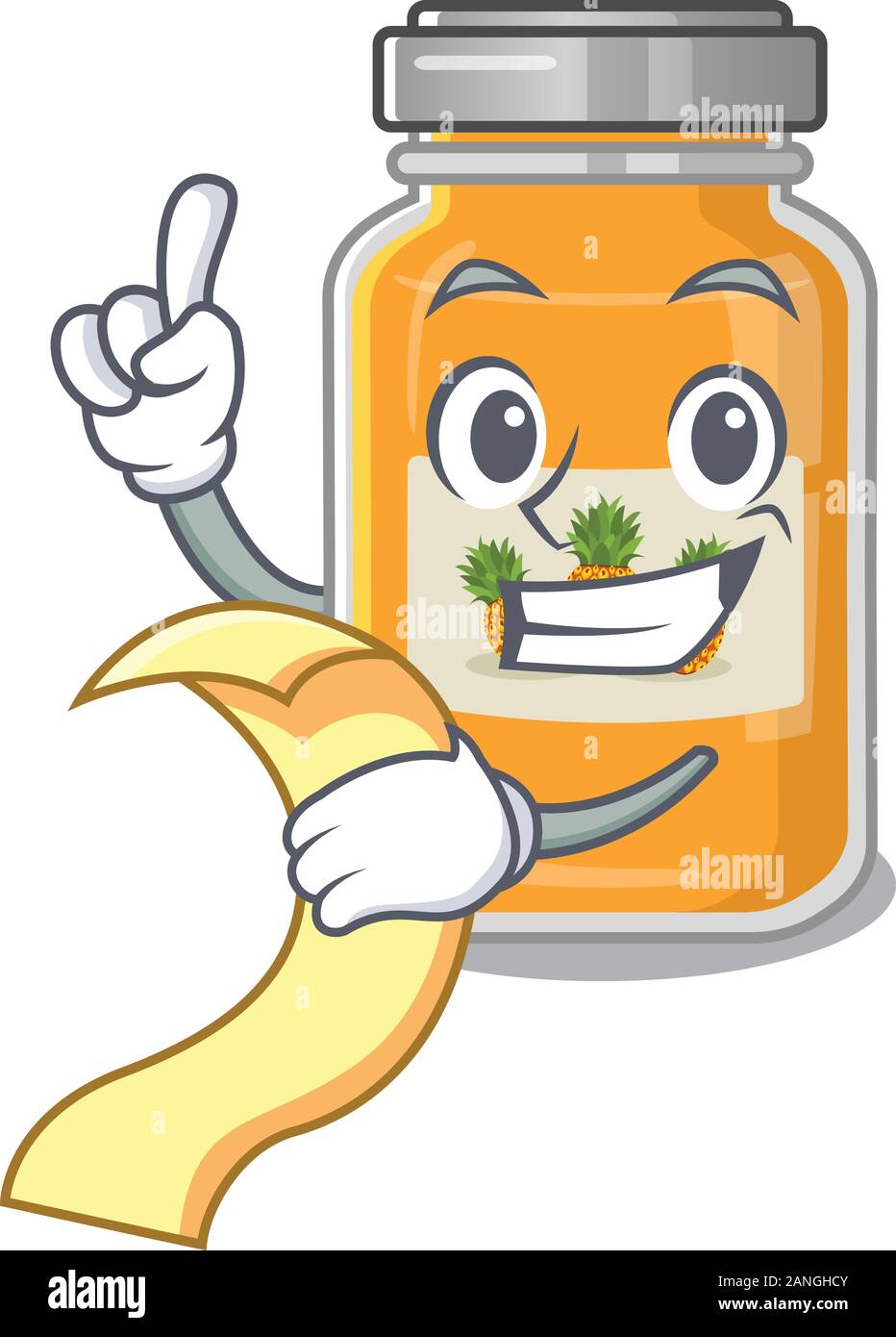 A funny cartoon character of pineapple jam with a menu Stock Vector ...