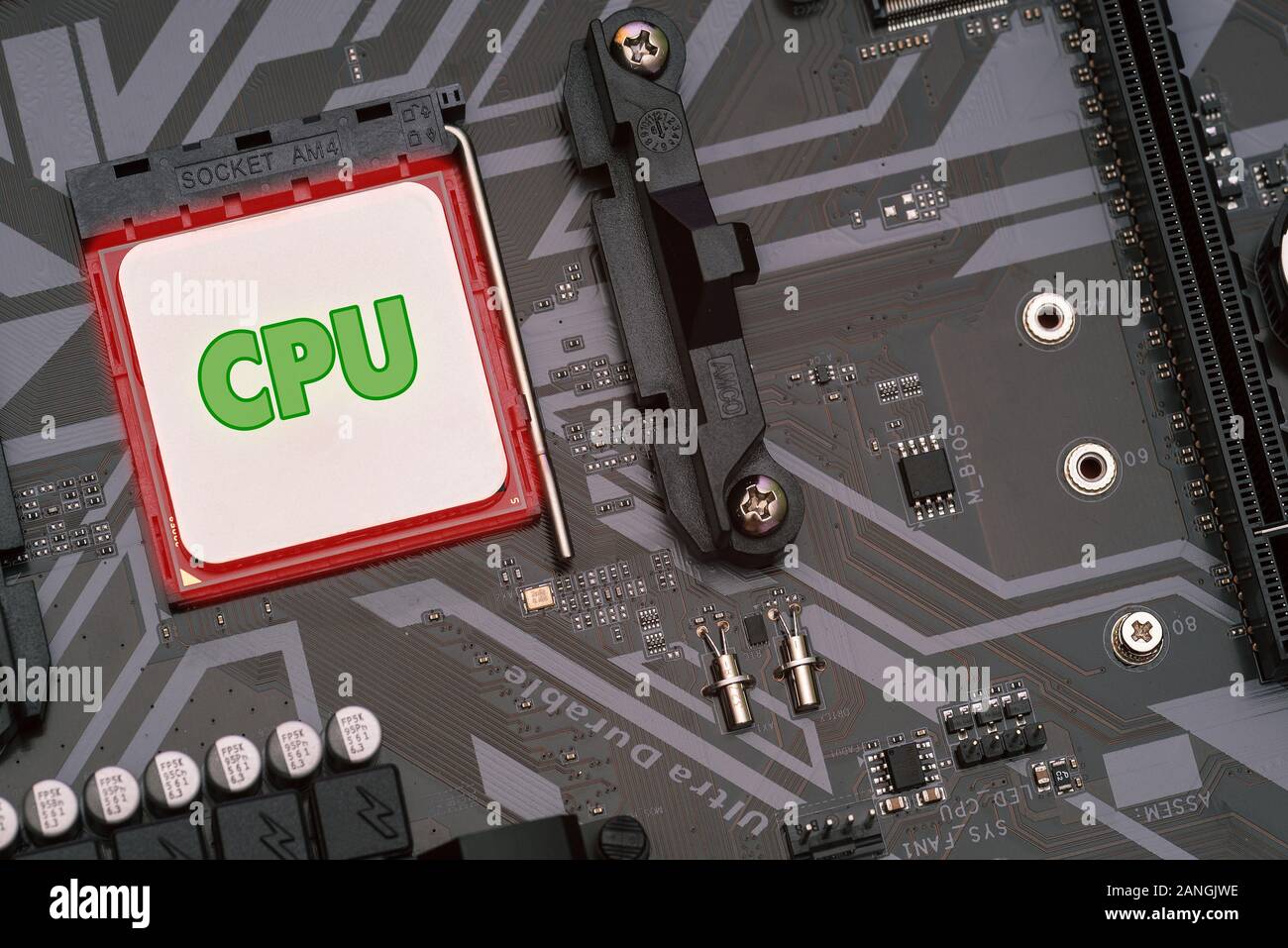 Central processor on a computer motherboard. An electronic unit, a ...