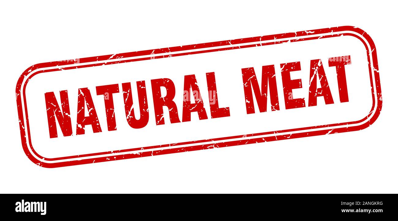 natural meat stamp. natural meat square grunge red sign Stock Vector ...