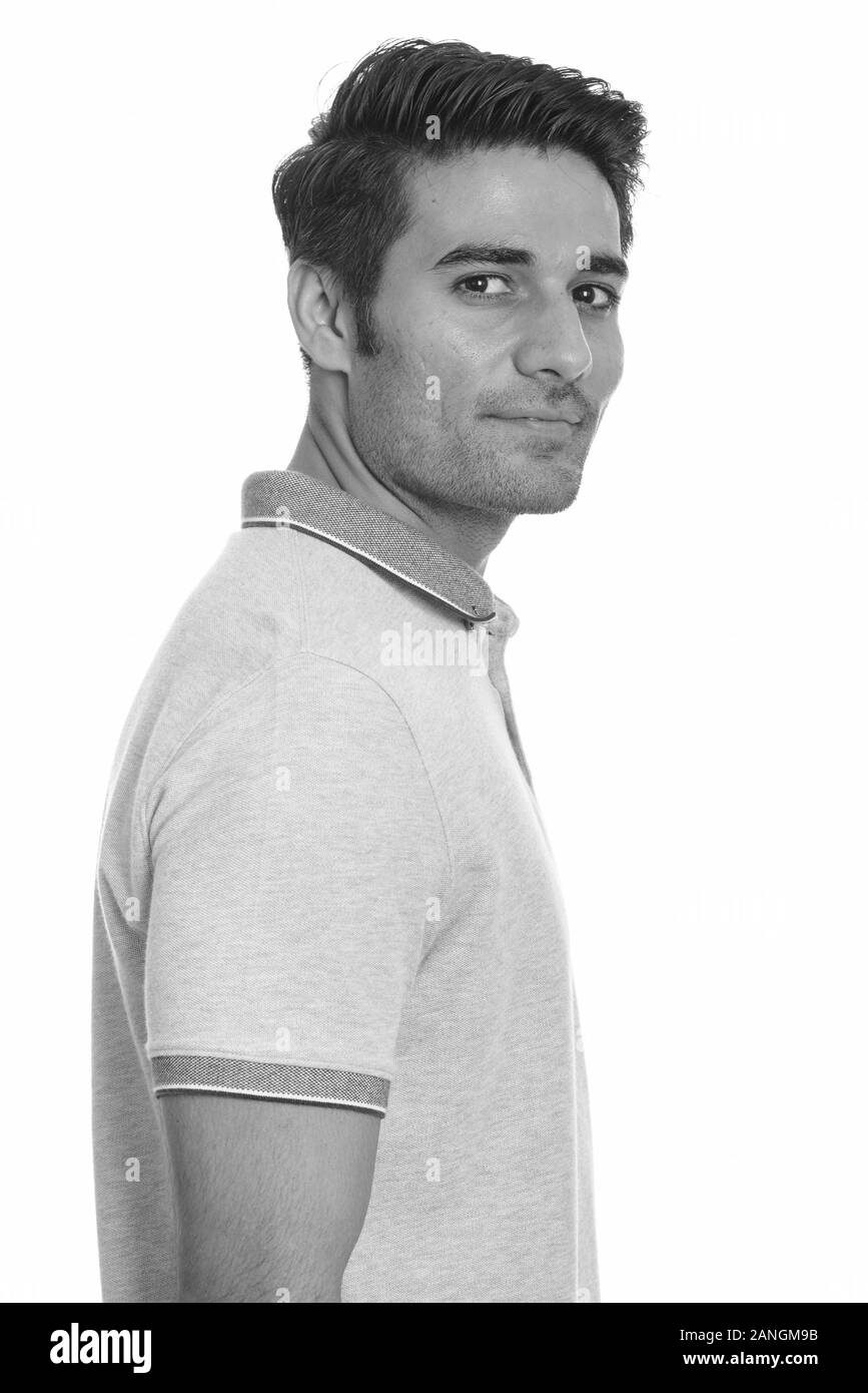 Profile young man camera Black and White Stock Photos & Images - Alamy