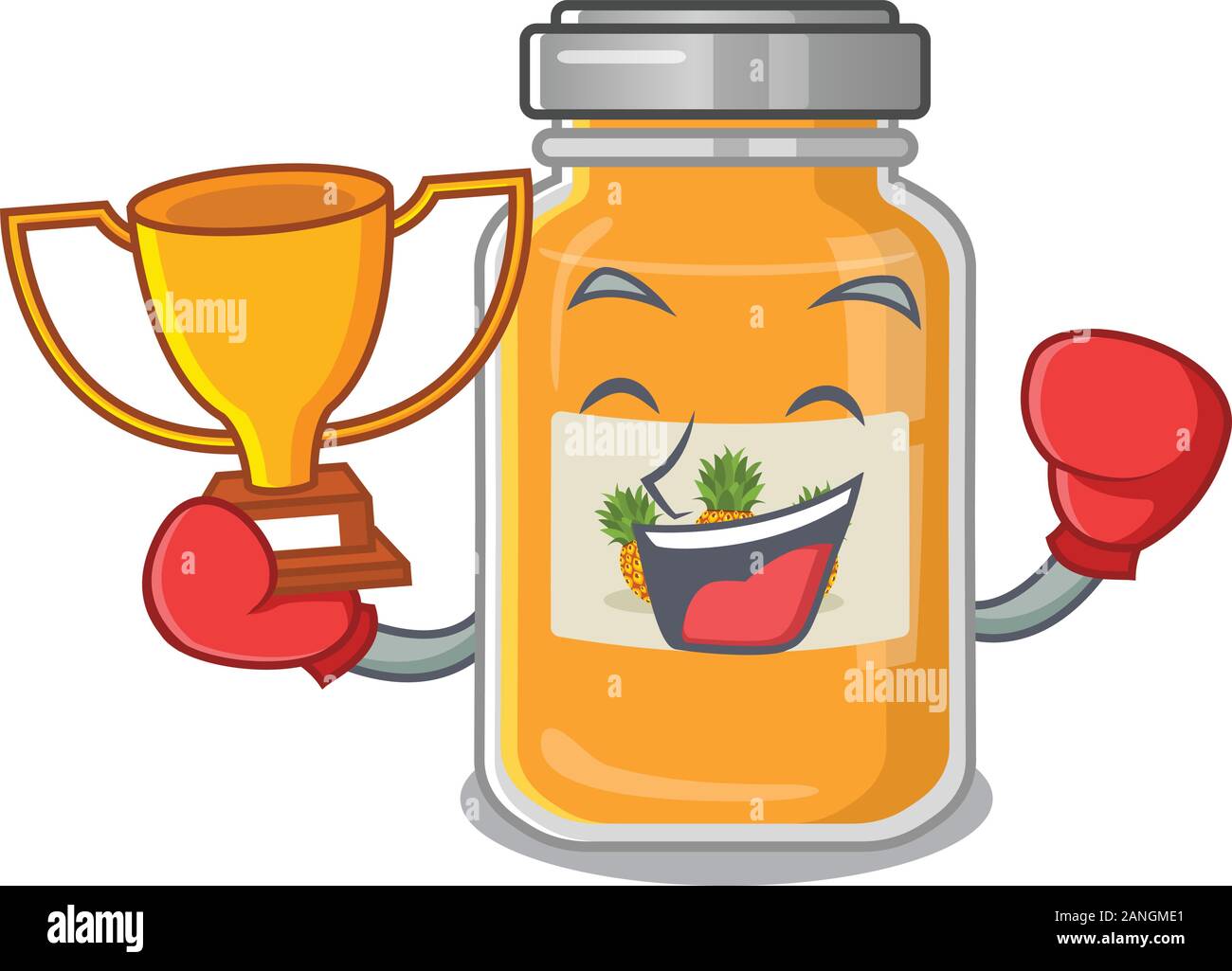 fantastic Boxing winner of pineapple jam in mascot cartoon style Stock ...