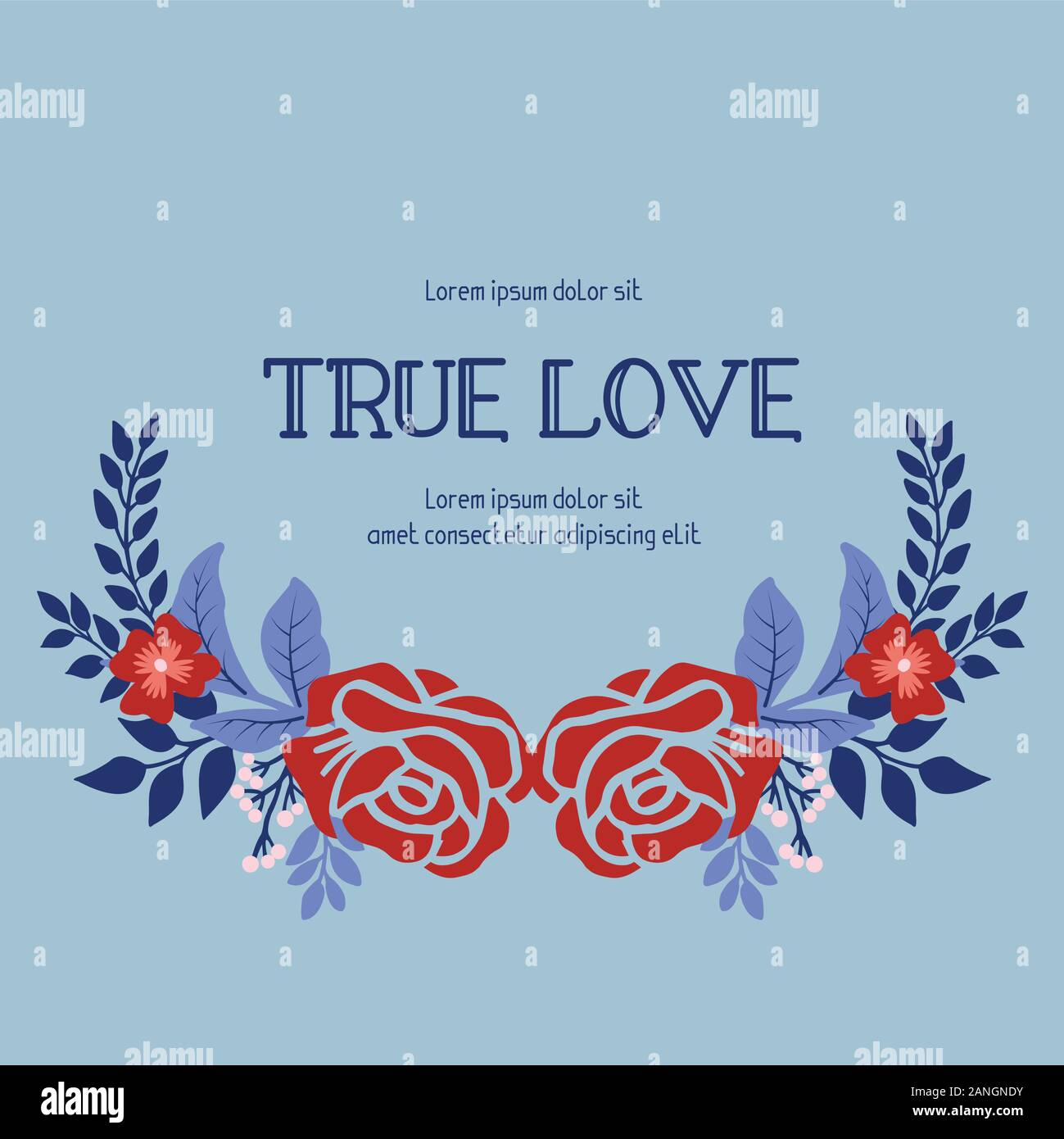 The beauty of leaf and red flower frame, for cute true love greeting ...