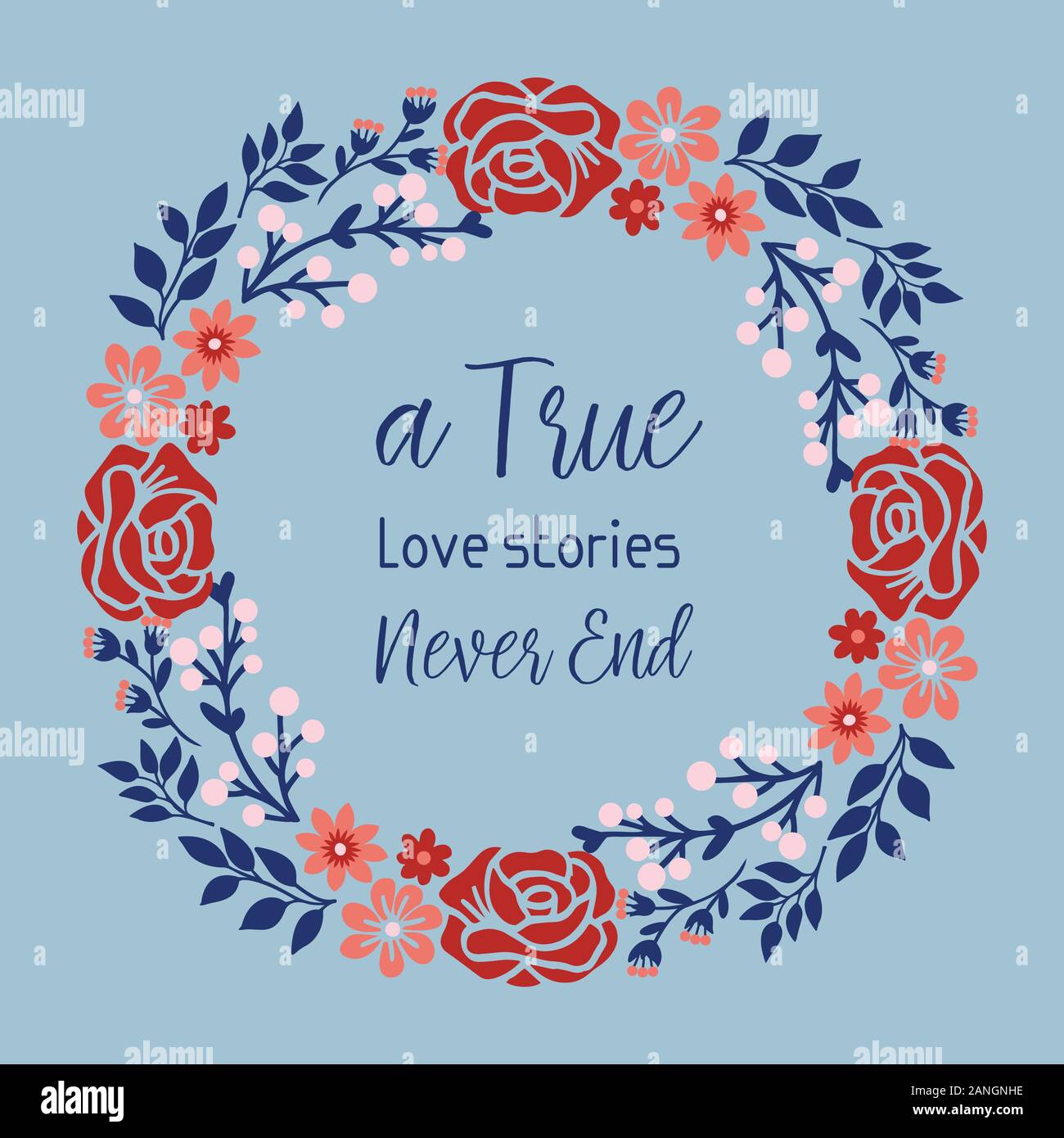 Modern shape of leaf and red wreath frame, for beautiful true love ...