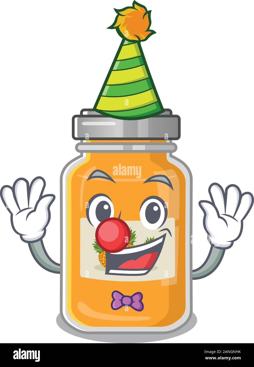 Funny Clown pineapple jam cartoon character mascot design Stock Vector ...