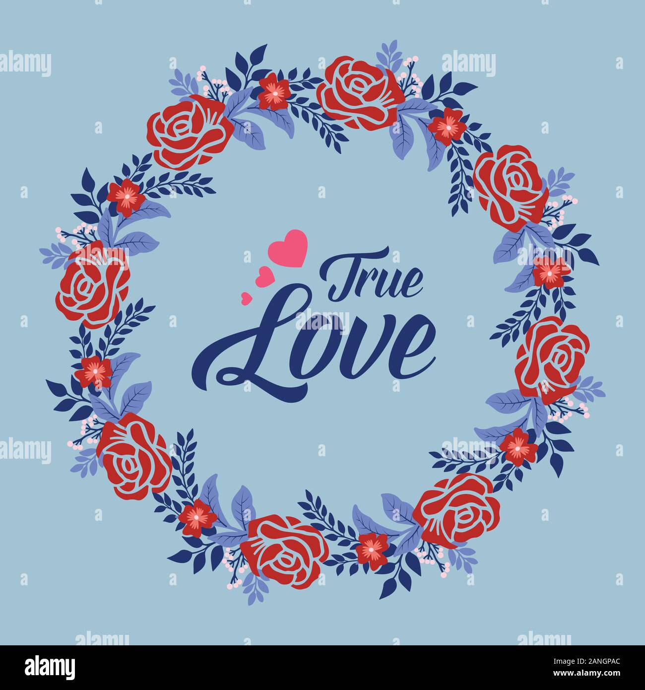 The beauty of leaf and red flower frame, for cute true love greeting ...