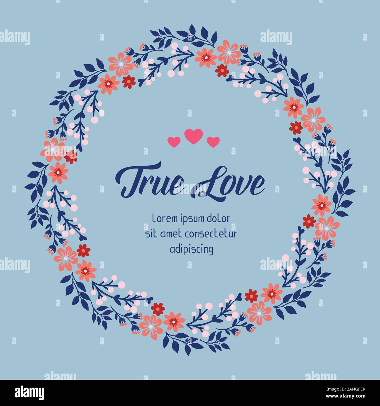 Modern shape of leaf and red wreath frame, for beautiful true love ...