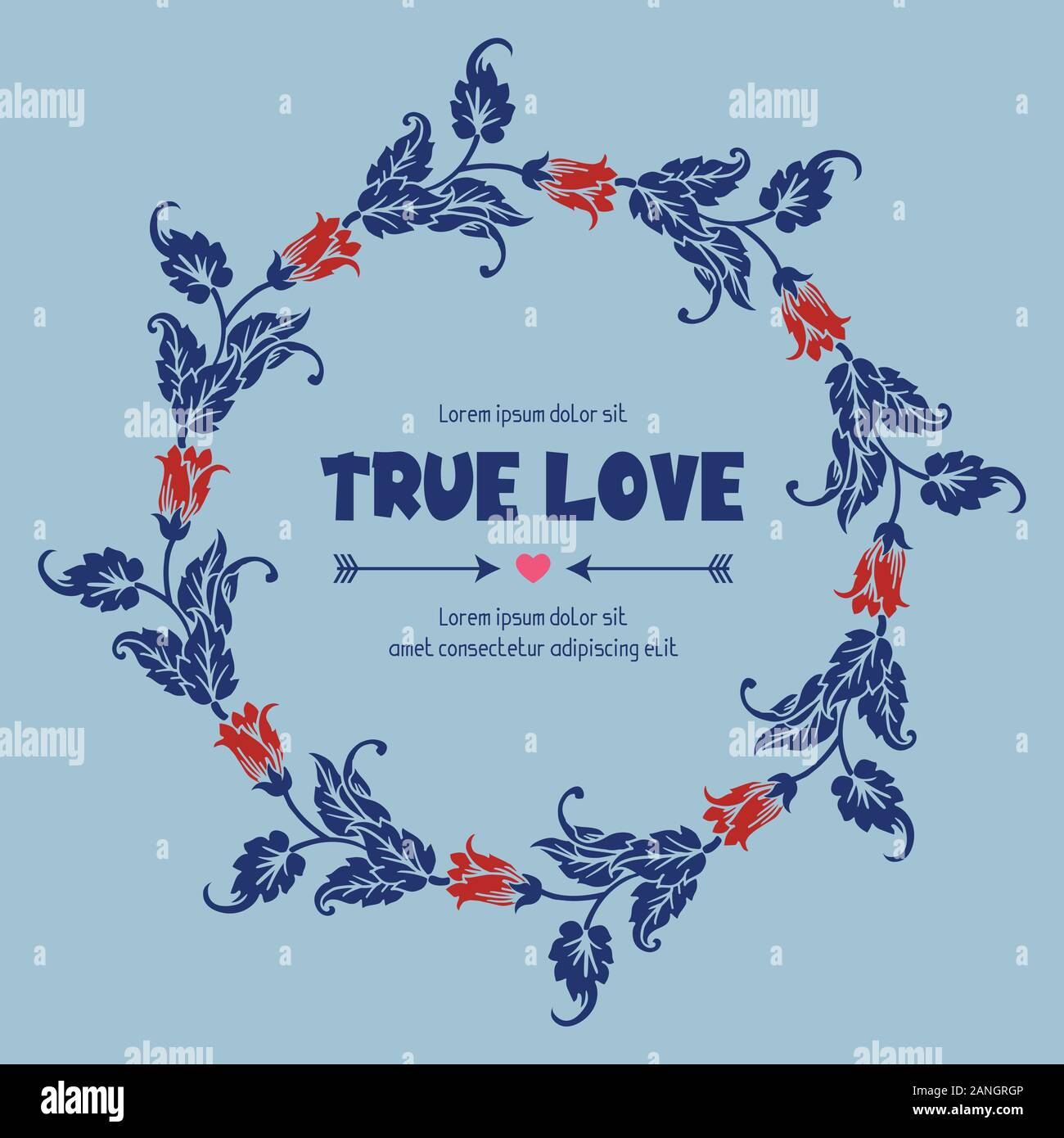 The true love invitation card decoration, with romantic of leaf and red ...