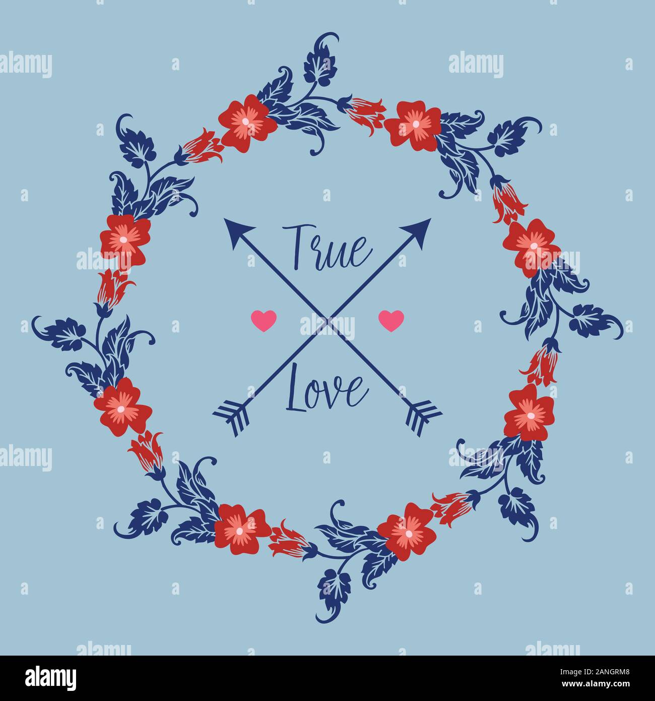 The true love invitation card decoration, with romantic of leaf and red ...