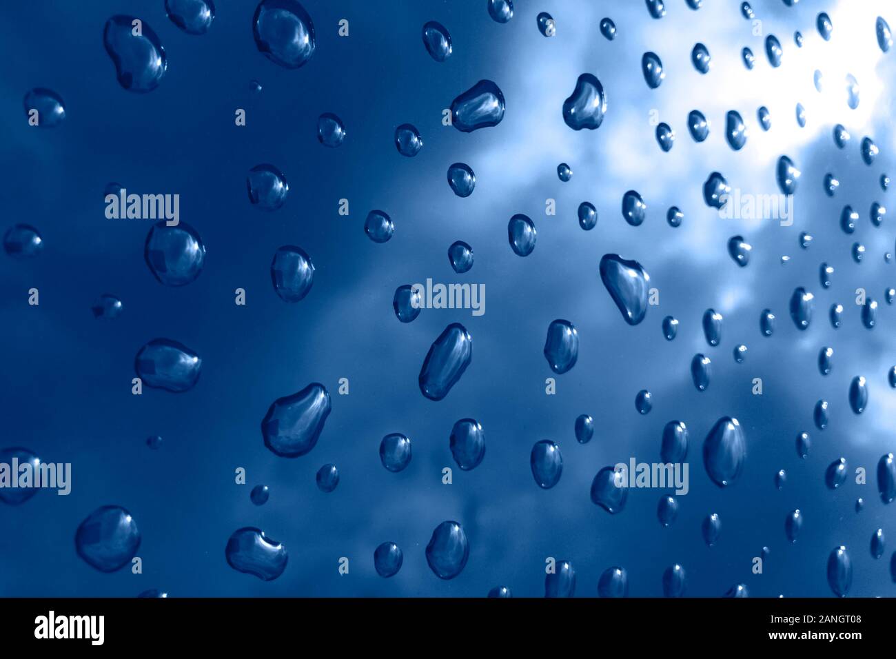 Pattern of water drops in realistic style on neon background. Abstract ...