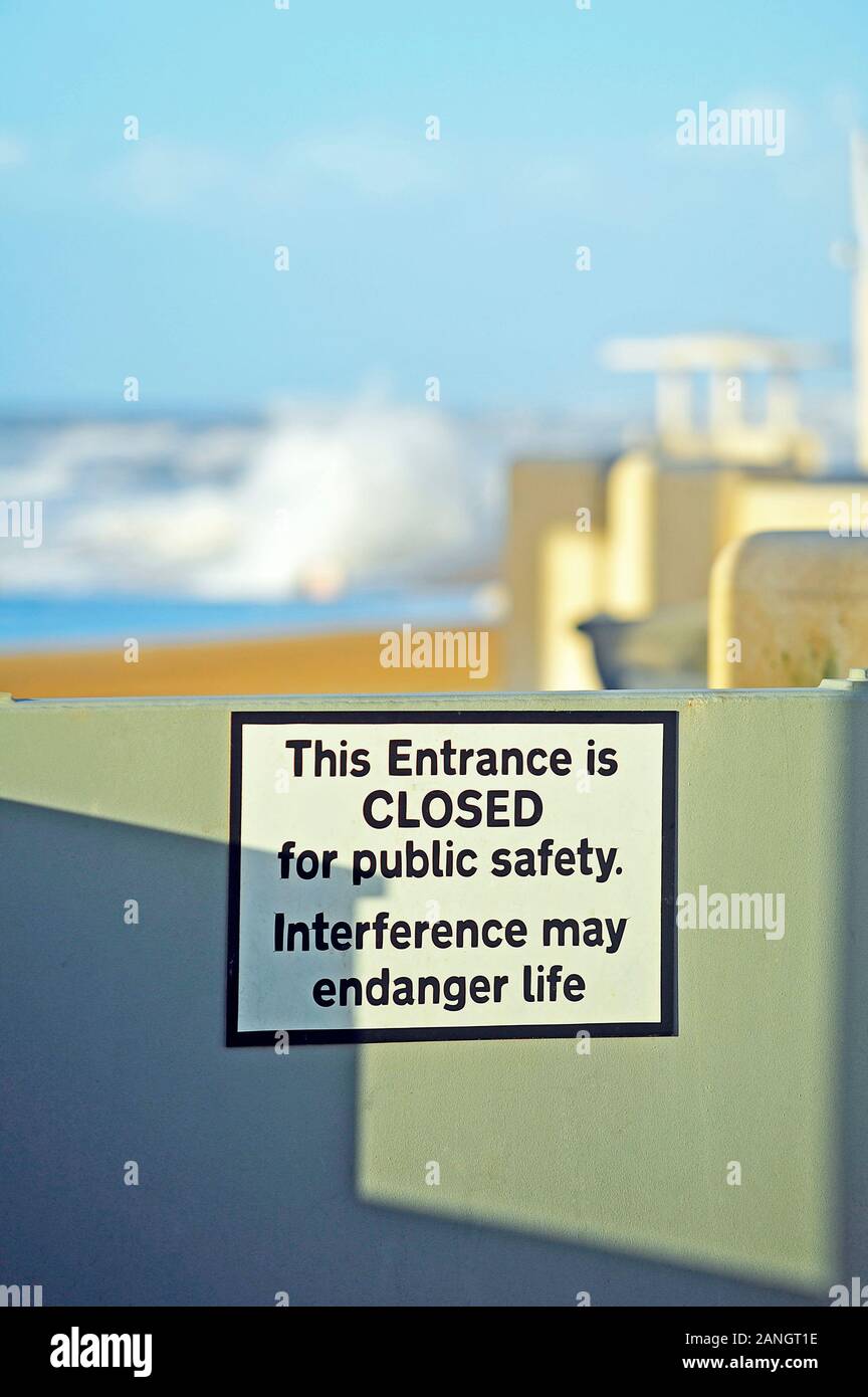 Tidal flood gate closed on Cleveleys seafront due to high tide and ...