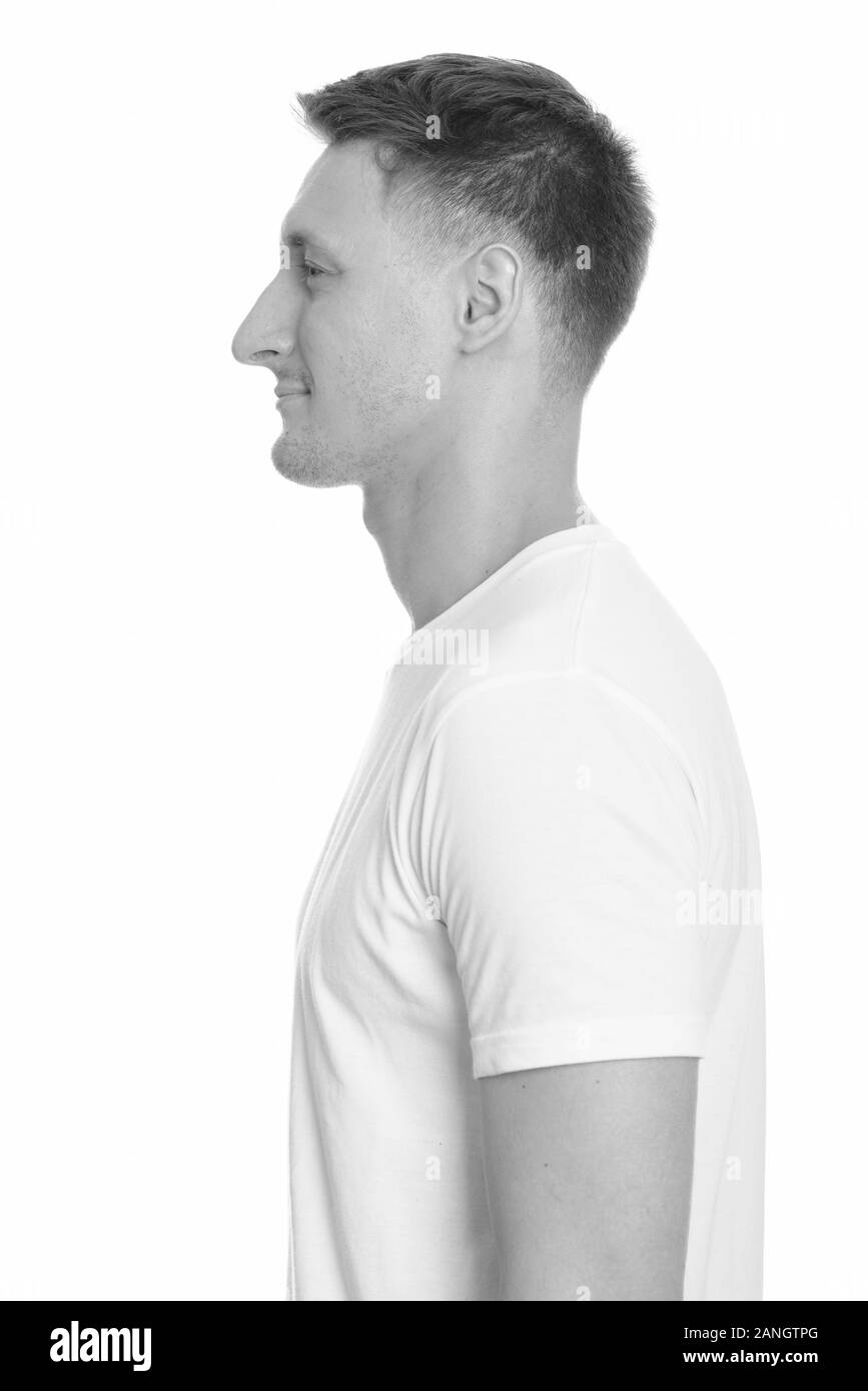 Side profile black model Black and White Stock Photos & Images - Alamy