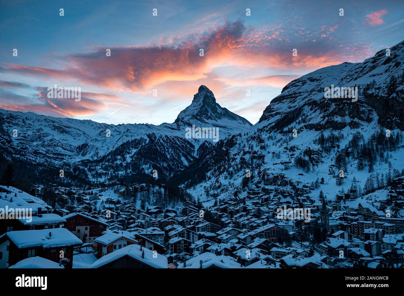 Zermatt in Switzerland on a wonderful sunset Stock Photo - Alamy