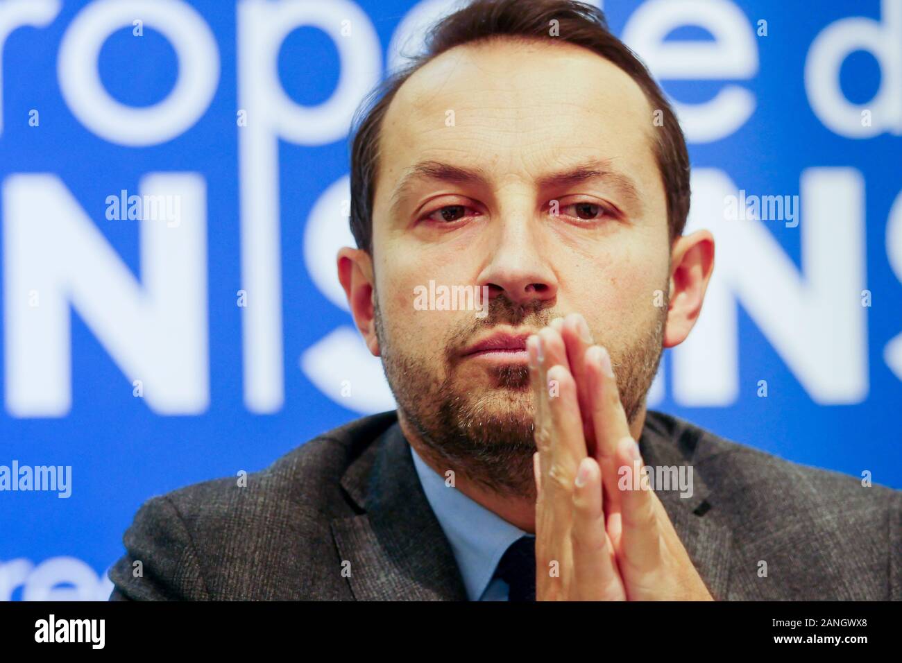 French Deputy Sebastien Chenu (RN), attends Press Conference, Vaulx-en ...