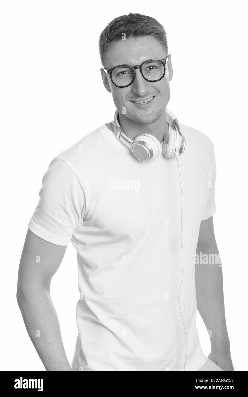 Glasses around the neck Black and White Stock Photos & Images - Alamy
