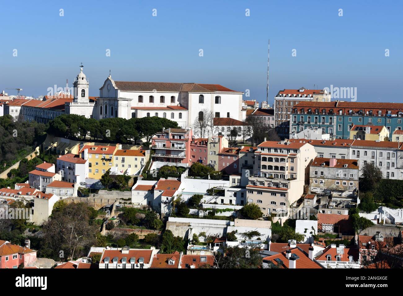 Lisbon city view from Saint Georges castle ramparts, Lisbon, Portugal ...