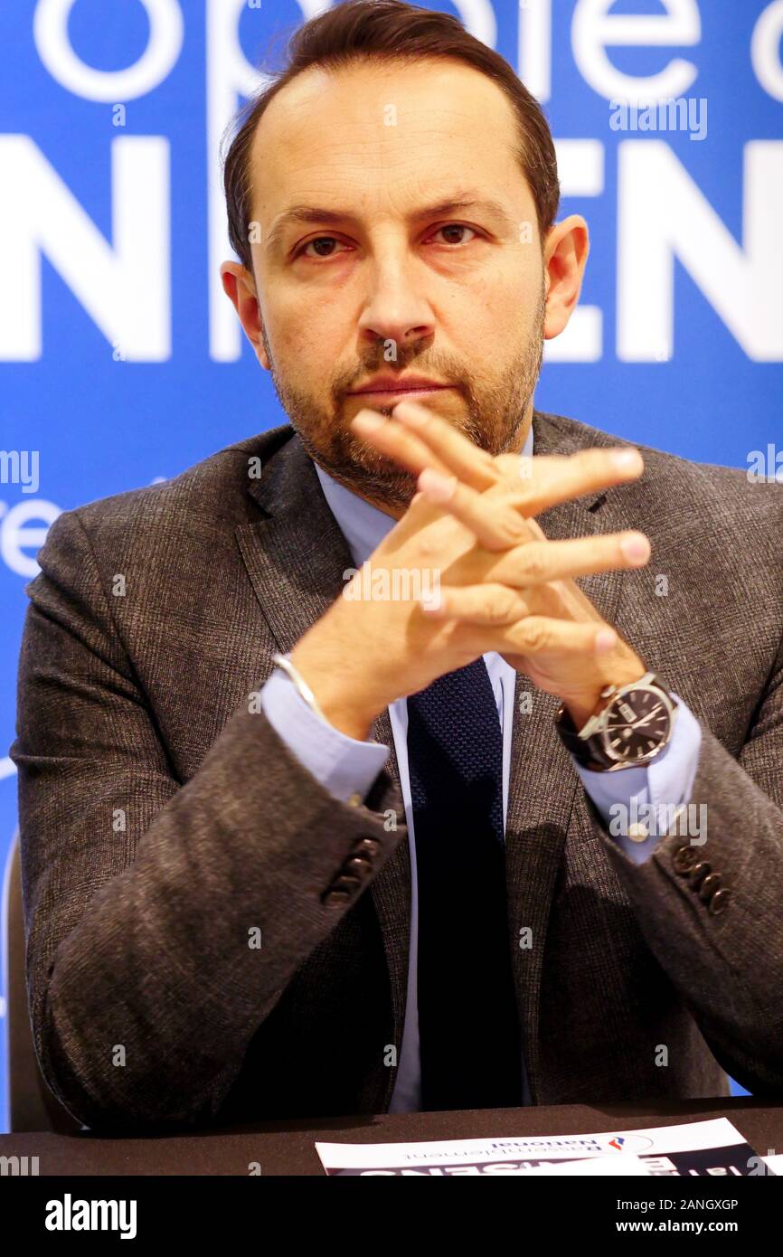 French Deputy Sebastien Chenu (RN), attends Press Conference, Vaulx-en ...