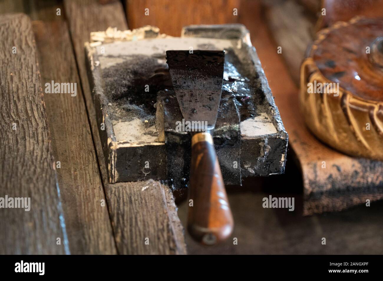 Old ancient print machine hand press detail Stock Photo - Alamy