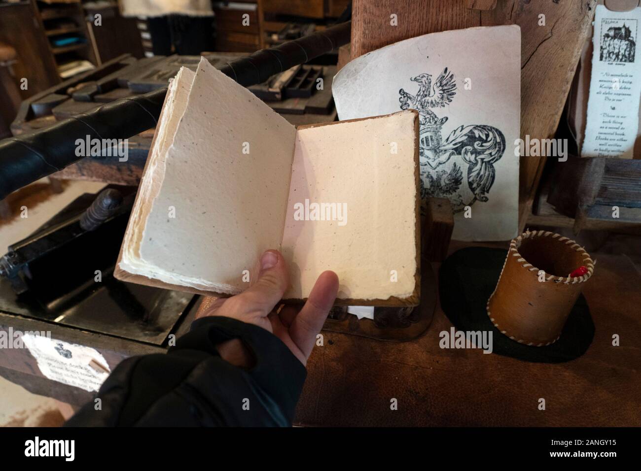 Old ancient print machine hand press detail Stock Photo - Alamy