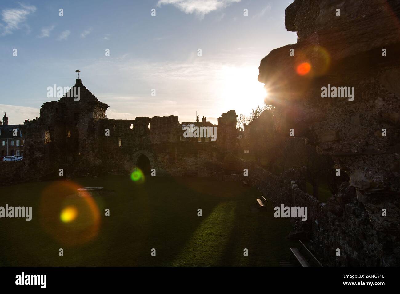 Town of St Andrews, Scotland. Picturesque silhouetted view of the ...