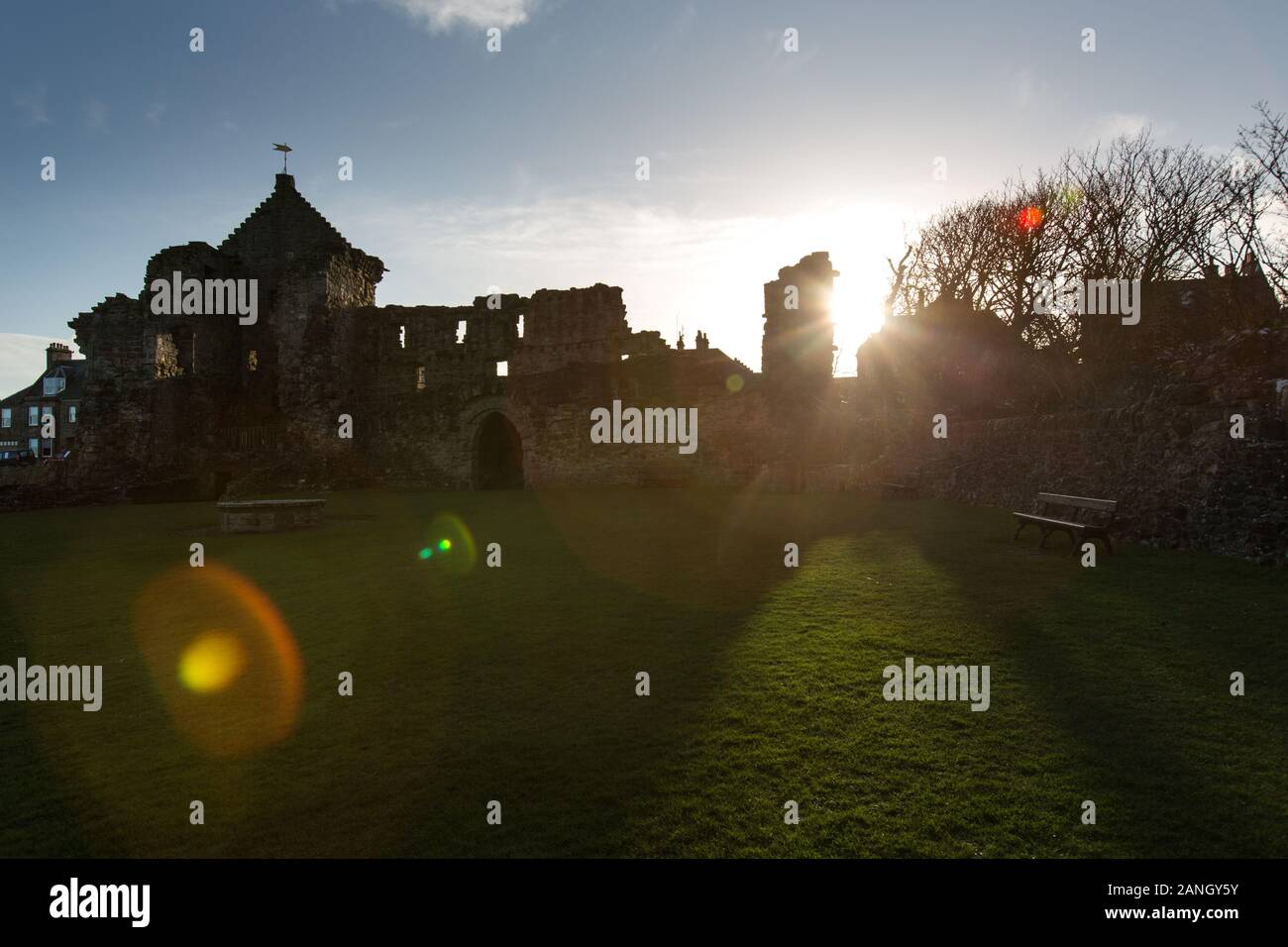 Town of St Andrews, Scotland. Picturesque silhouetted view of the ...