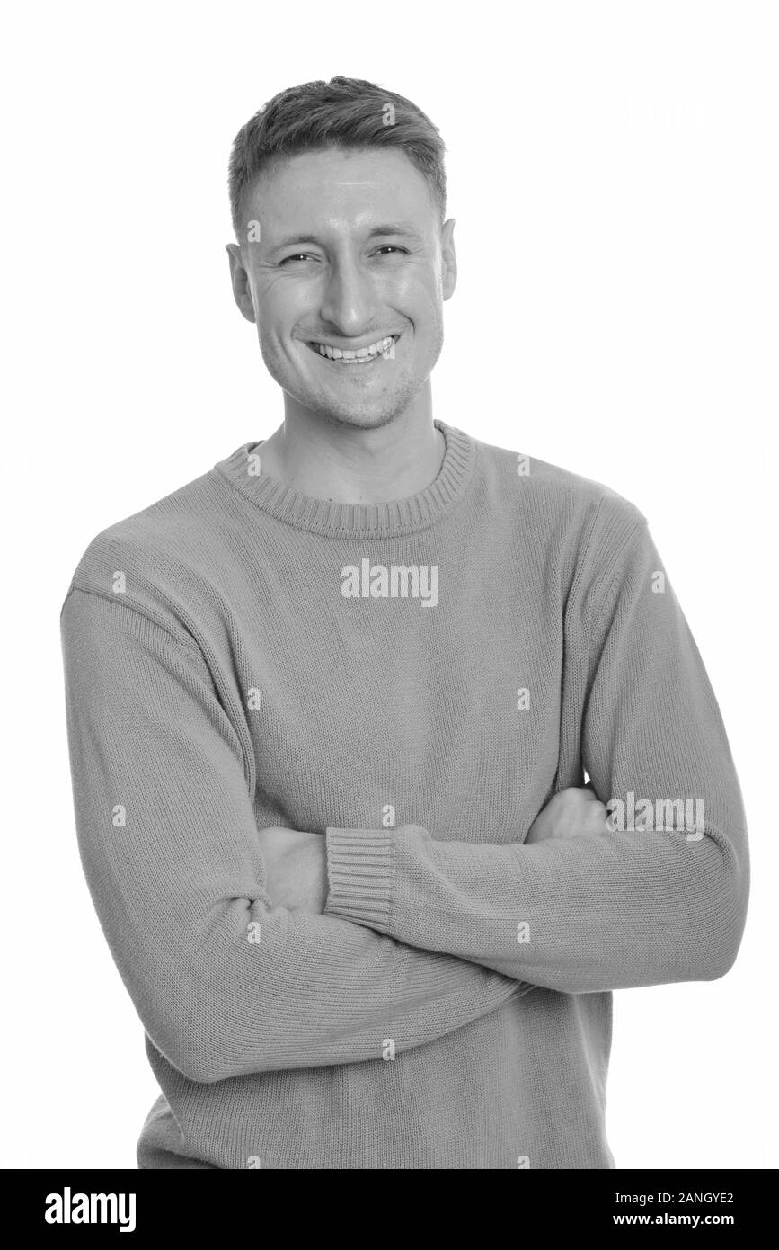 Portrait handsome man smiling Black and White Stock Photos & Images - Alamy