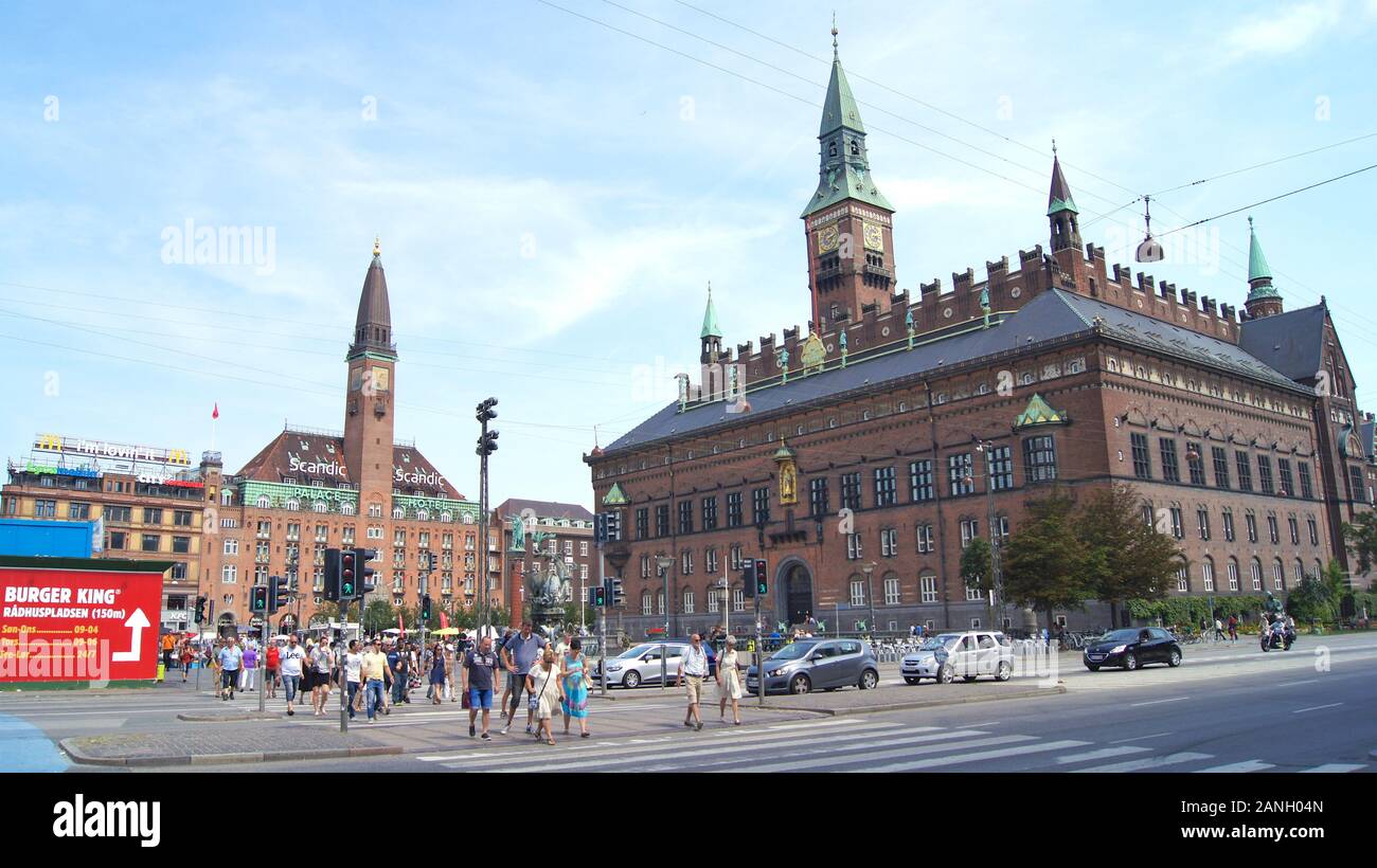 COPENHAGEN, DENMARK - JUL 06th, 2015: The City Hall Square is a public ...