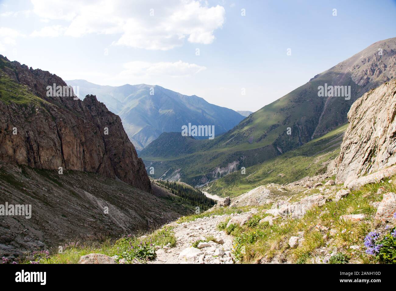 Mountains of Tian Shan range in Kyrgyzstan near Ala Archa National Park ...