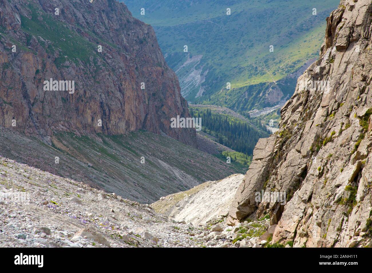 Mountains of Tian Shan range in Kyrgyzstan near Ala Archa National Park ...