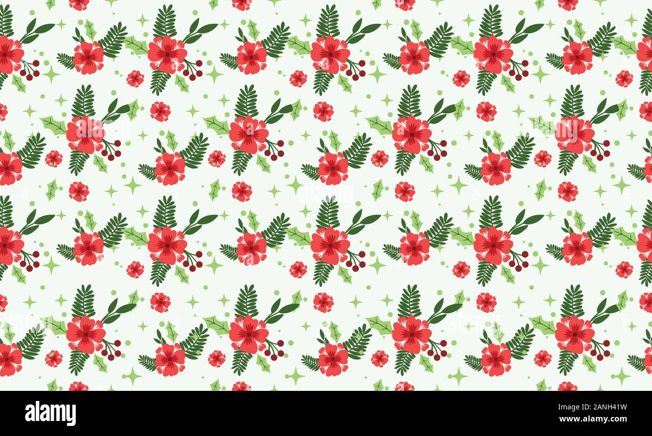 Elegant Christmas flower pattern Background, with unique and seamless ...