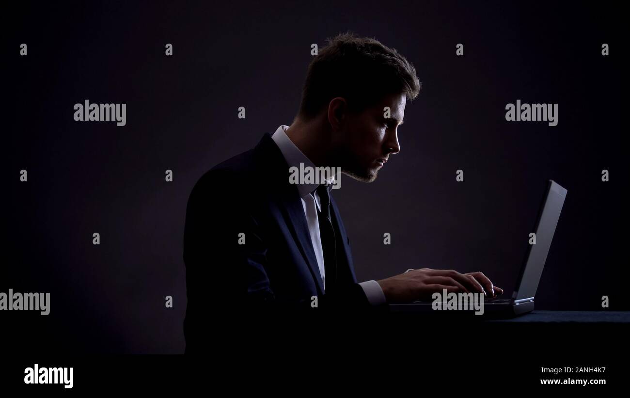 Businessman typing on computer, vision problems, wrong sitting position ...