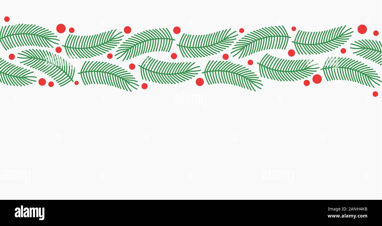 Christmas tree spruce branches border. Vector illustration Stock Vector ...