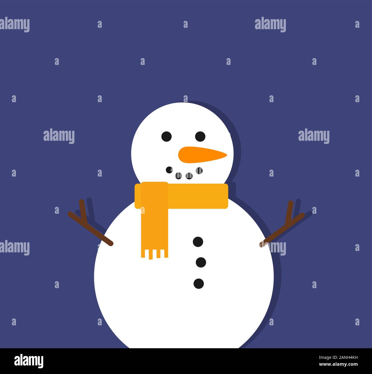 Snowman in scarf on blue background. Winter vector illustration Stock ...