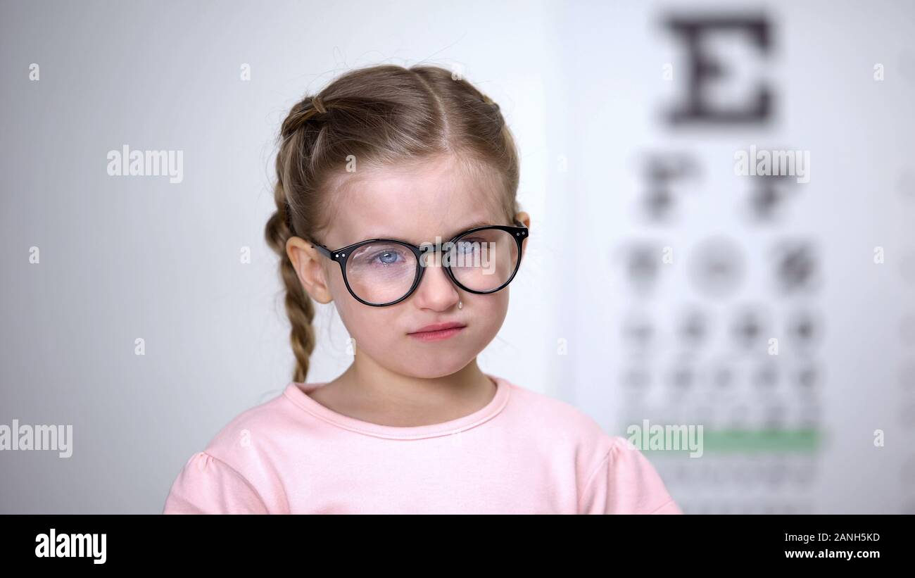 Little girl in eyeglasses crying feeling insecure, worrying about ...