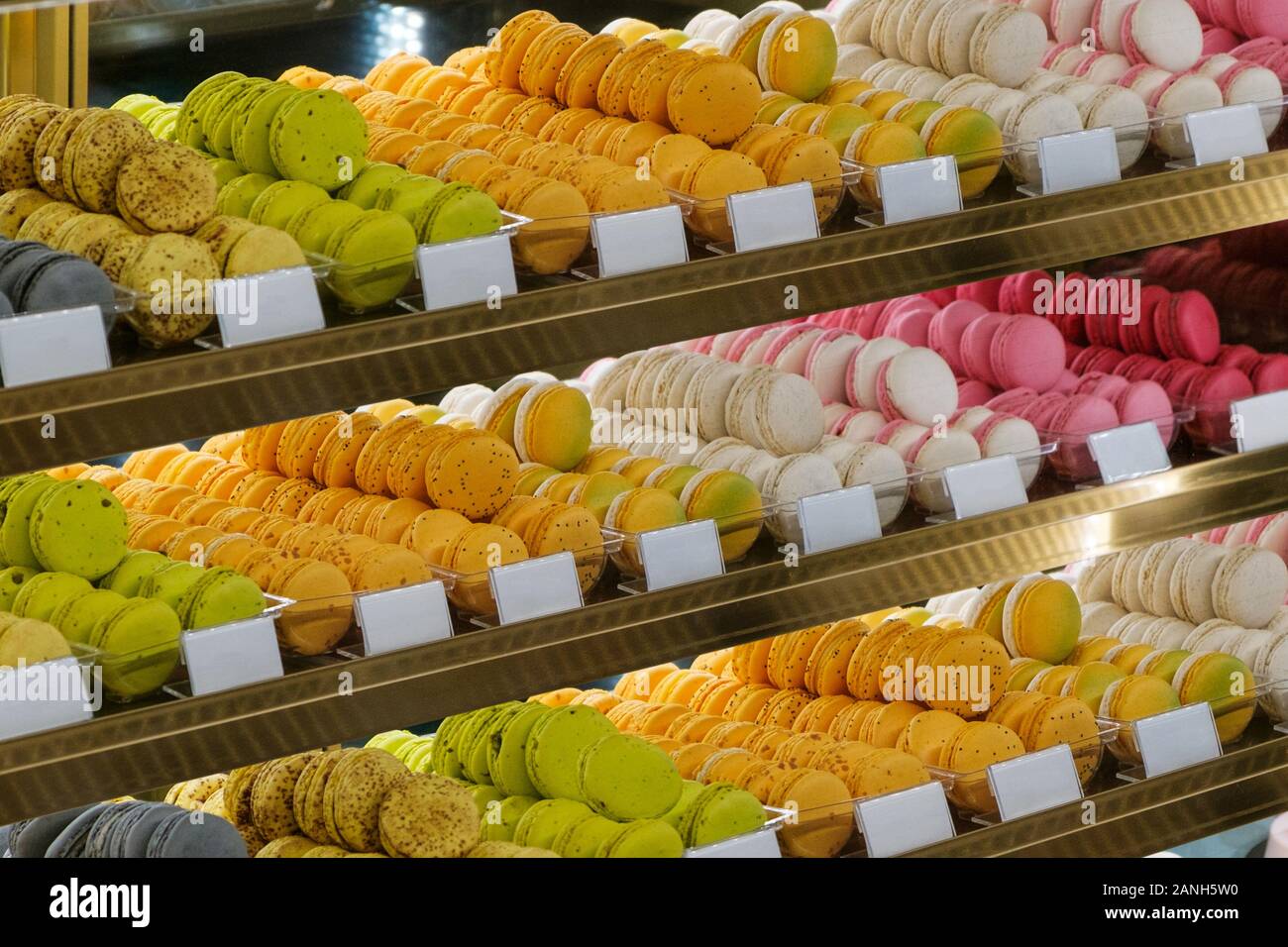 macarons in shop window, french biscuit Stock Photo - Alamy