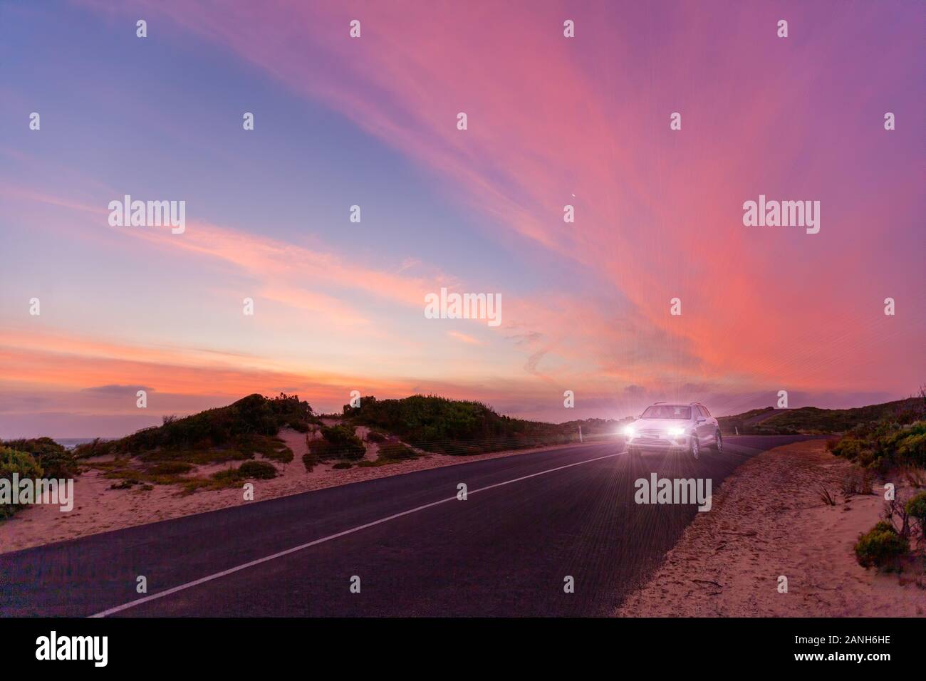 Headlights car driving scenic hi-res stock photography and images - Alamy