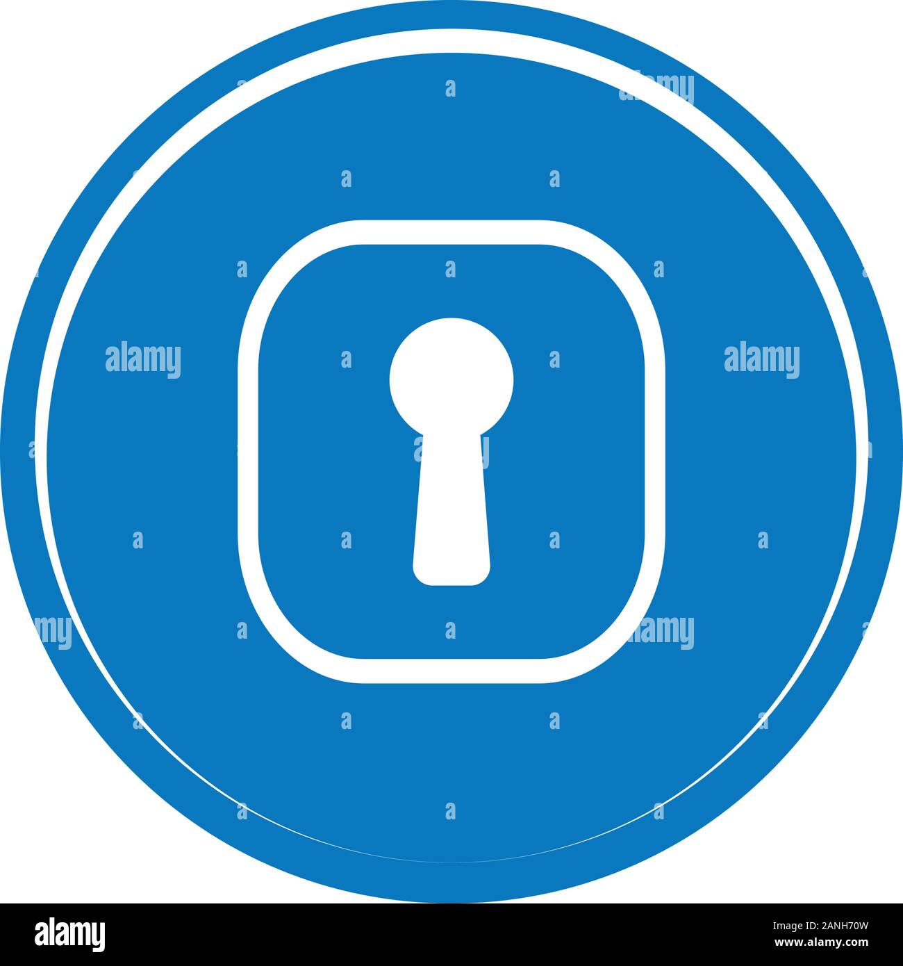Blue key hole icon vector sign isolated on white background. Blue key hole symbol template color ...