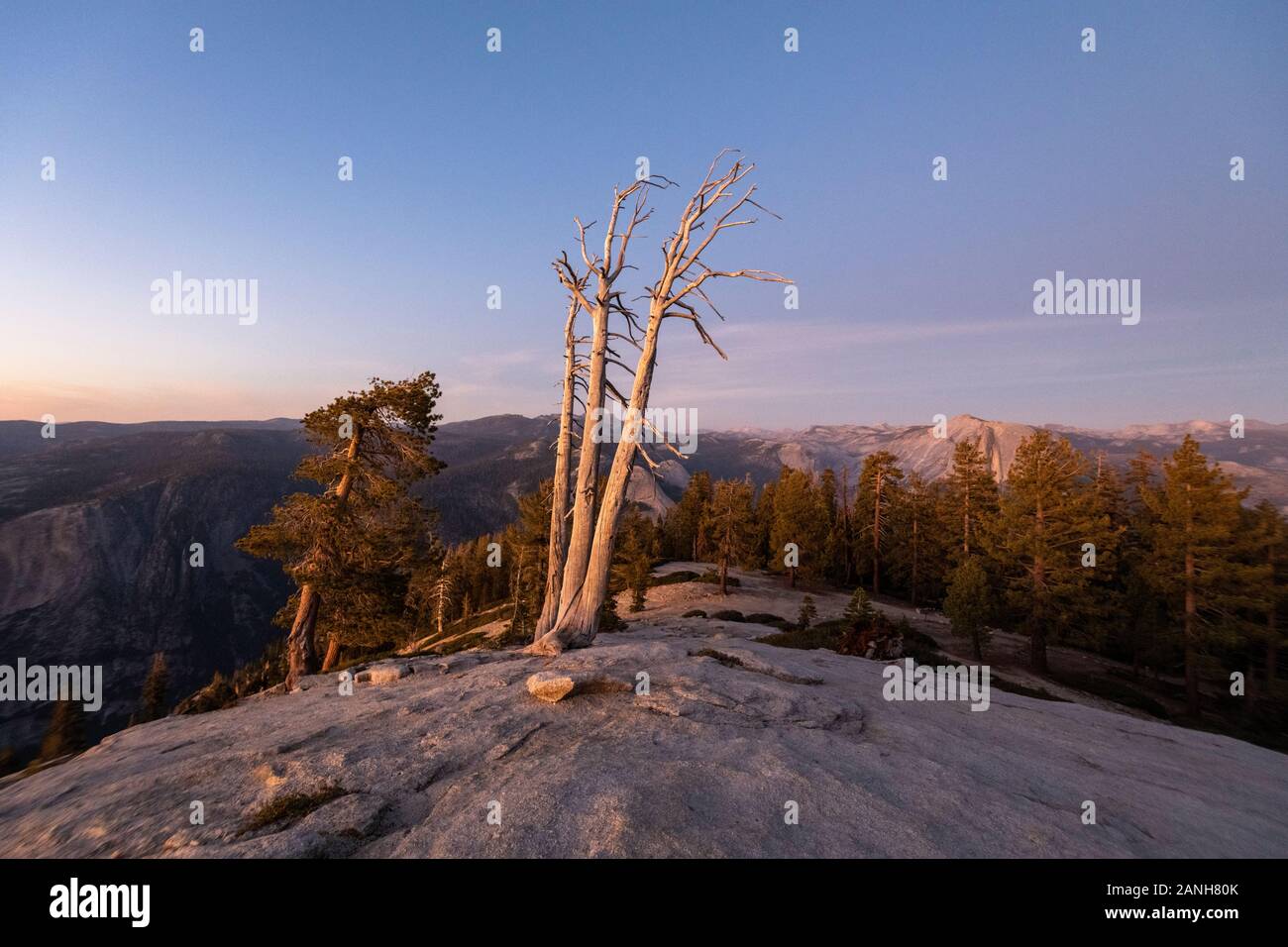 View looking from the top of Sentinel Dome, Yosemite at dusk Stock ...