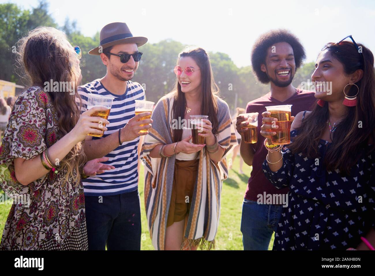 Meeting of the best friends at the music festival Stock Photo - Alamy
