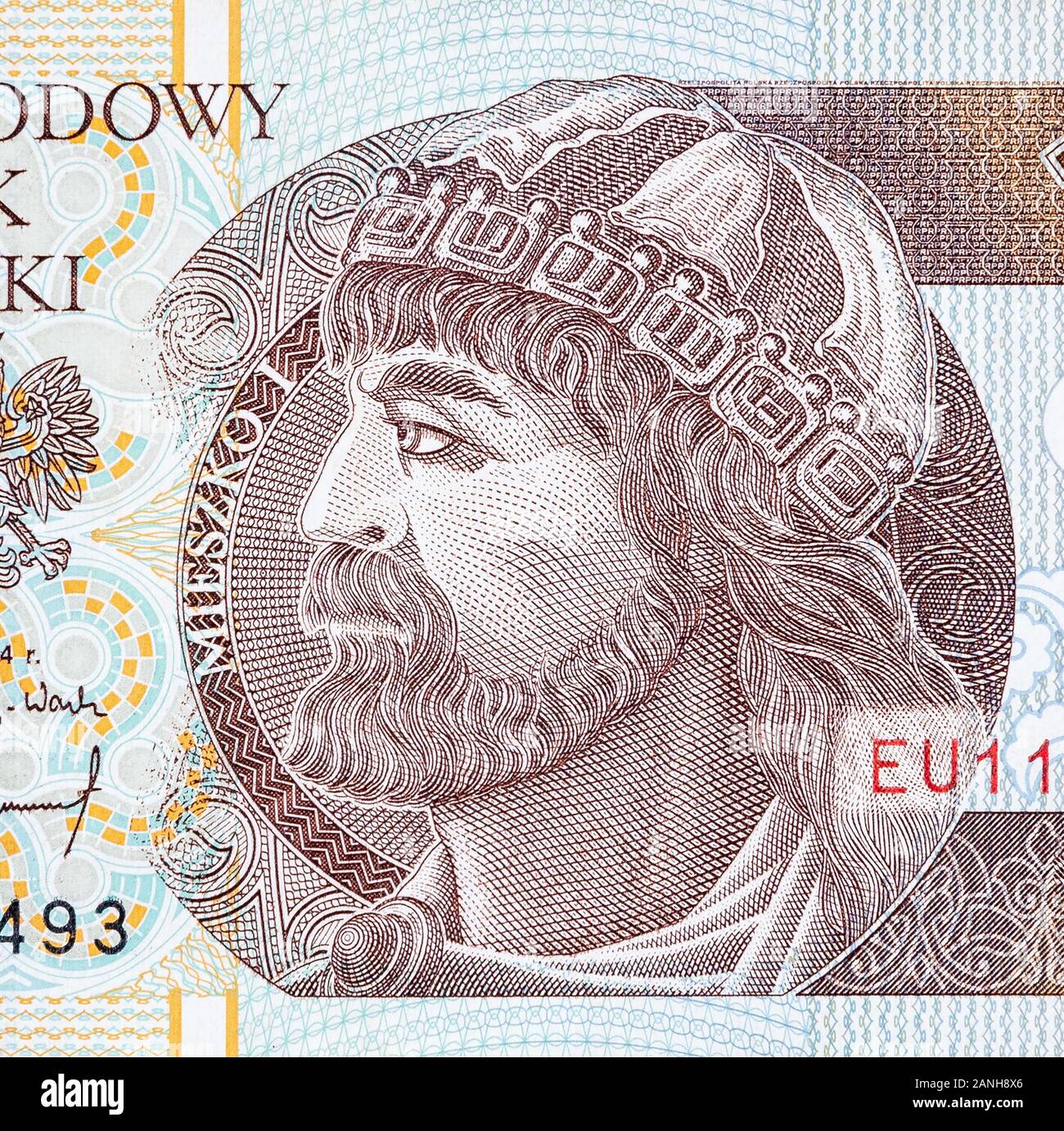 Mieszko I Prince of Poland portrait from polish money 10 zlotys. Poland ...
