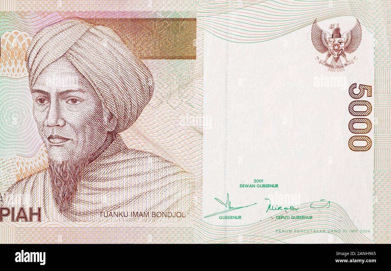 Portrait of Bondjol - Minangkabau religious leader on Indonesia 5000 ...