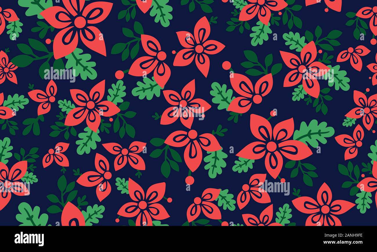 Unique Christmas pattern background, with elegant flower and leaf ...