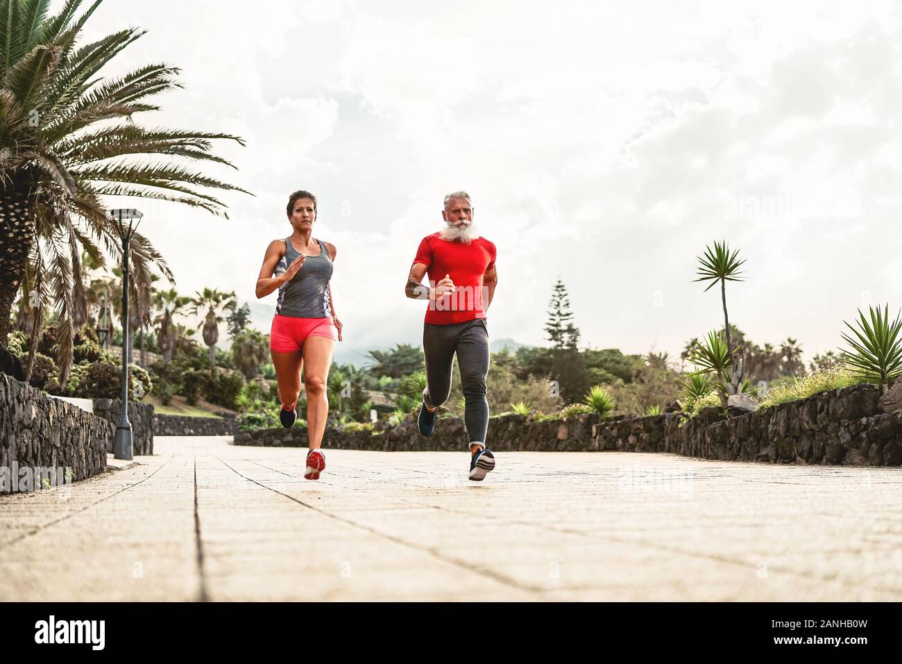 People Exercising Outside Running