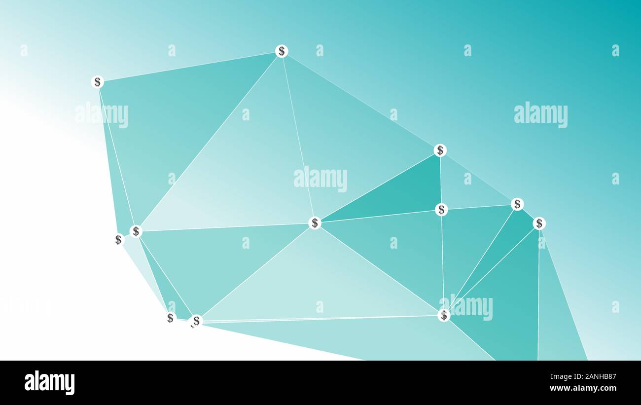 Dollar sign in white circle connected, triangle shapes vector ...