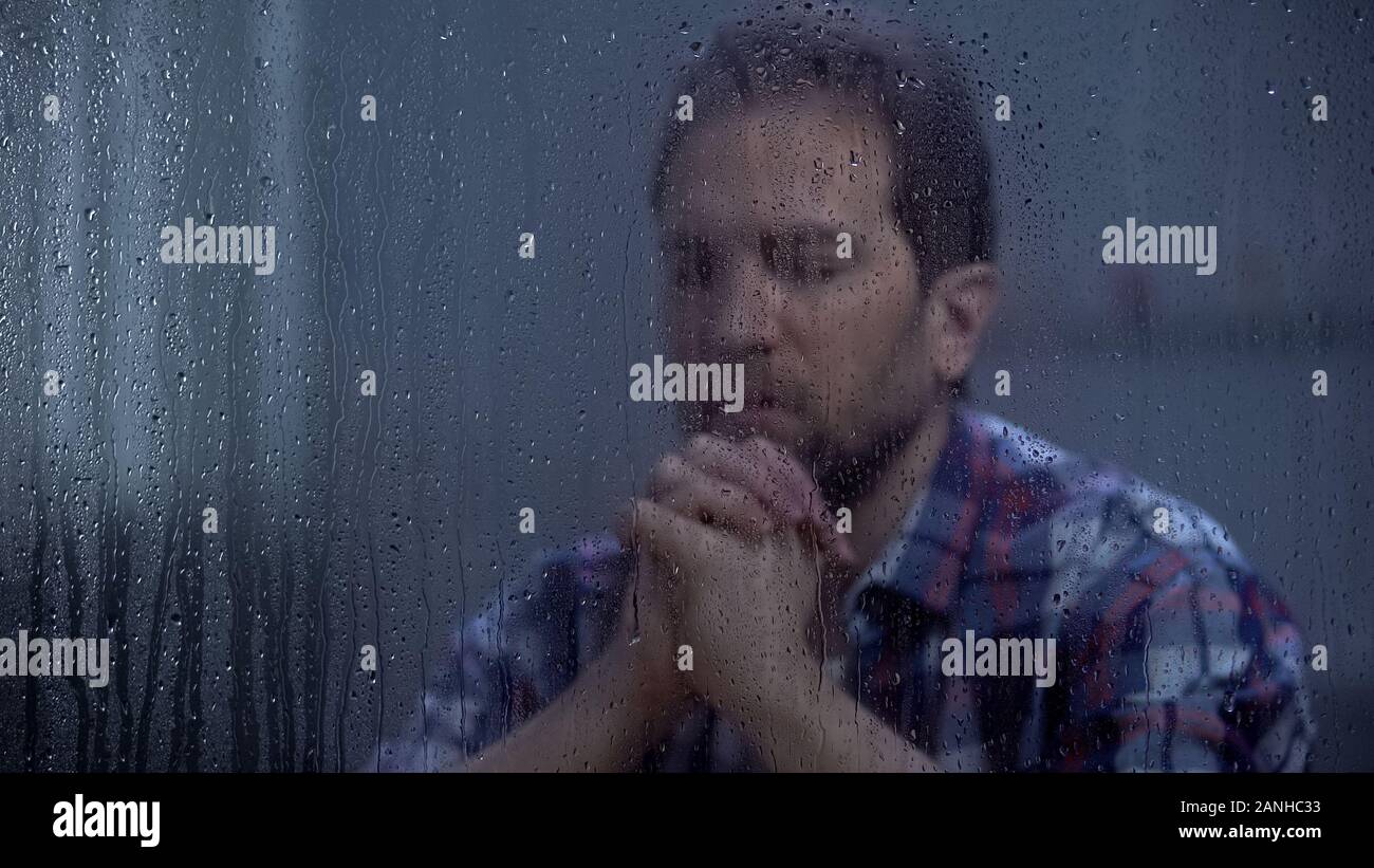 Sinner praying to God, asking for forgiveness and blessing ...