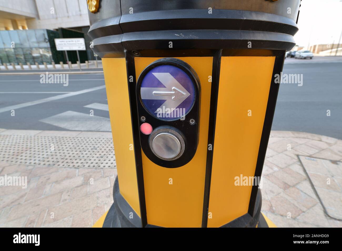 Button of manual control of the traffic light in Doha, Qatar Stock ...